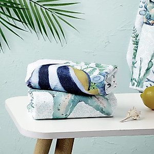 4 Pcs Beach Kitchen Towels Turtle Dish Towel Set Ocean Kitchen Towels Ocean Animal Themed Hand Towels Beachcomber Soft Dish Towels for Kitchen Decorative Absorbent Ocean Tea Towels for Bathroom