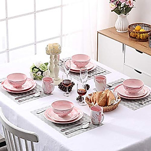 TBGFPO 16-Piece Multicolor Ceramic Porcelain Dinner Set with 4*Dinner Plate, Dessert Plate, Bowl, Mug Set Service for 4