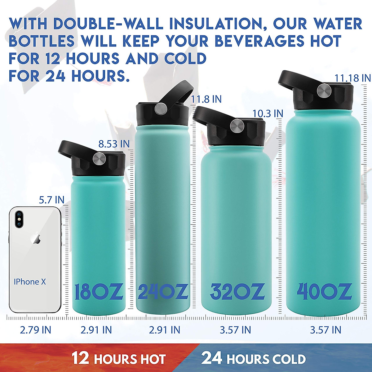 Graduation Gifts, Water Bottle Personalized with Straw Lid - 24 oz - Pink | Custom Water Bottle w Text - Insulated Double Wall - High School, College, Class of 2023 | 9 Color - Congrats Grad