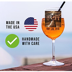 Personalized 16oz Photo Picture Print Stemmed Wine Glass - Wedding Gifts Anniversary for Couple, Parents Husband Wife, Mother's Day Gift 20th 25th 30th 40th 45th 50th 60th, Year Anniversary