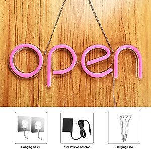 LED Open Sign,16x6 inch Open Signs for Business with Open Close Sign(Pink)