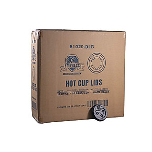 E1020-DLB Empress Dome Lid for 10-20oz Paper Hot Cups Black 10 / 100, 1000 per case