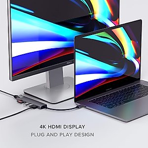 Satechi USB C Hub Multiport Adapter, USB C Docking Stationing Station with 4K HDMI, 60W USB C PD Charging, 2 USB-A, Ethernet, Micro/SD Card Readers, for MacBook Pro/Air M1 M2 M3, Windows - Space Grey