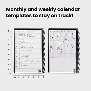 Rocketbook Fusion Smart Reusable Notebook - Calendar, To-Do Lists, and Note Template Pages with 1 Pilot Frixion Pen and 1 Microfiber Cloth Included - Neptune Teal Cover, Executive Size (6" x 8.9")