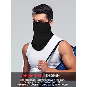 4 Pieces Neck Gaiter Bandana Face Mask with Ear Loops Face Covers Neck Scarf Mask Dust UV Sun Protection for Men Women(Black, Grey and Black)