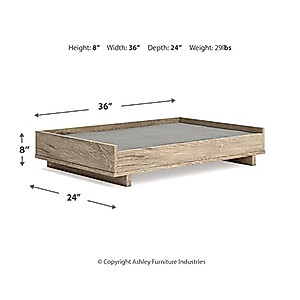 Signature Design by Ashley Oliah Modern Wooden Pet Bed, 36" W x 24" D x 7" H, Natural Beige