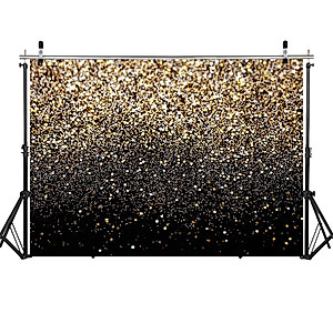 WOLADA Gold Backdrop Black and Gold Back Drop Masquerade Party Decorations 8x6FT 11176