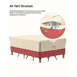 BROSYDA Patio Furniture Set Cover Waterproof, 600D Heavy Duty Lawn Patio Furniture Covers, Outdoor Sectional Sofa Cover Patio Table Chair Set Cover, 108" W×82" D×28" H, Beige & Orange