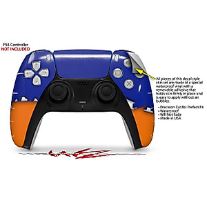 WraptorSkinz Skin Wrap compatible with Sony PS5 DualSense Controller Ripped Colors Blue Orange (CONTROLLER NOT INCLUDED)