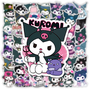 Kuromi Stickers Pack 50Pcs, Cannity Cute Kawaii Stickers for Water Bottles Laptop Scrapbook Journaling Waterproof Vinyl Decals Japanese Anime Stickers for Kids Teens Adults