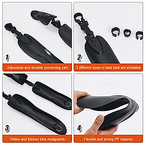 Winmoom Adjustable Bike Fender Set for 22"/24"/26"/27.5"，3 Parts-Universal Full Cover Thicken Widen, Front/Rear Mud Guards Fit for MTB Mountain Road Bike