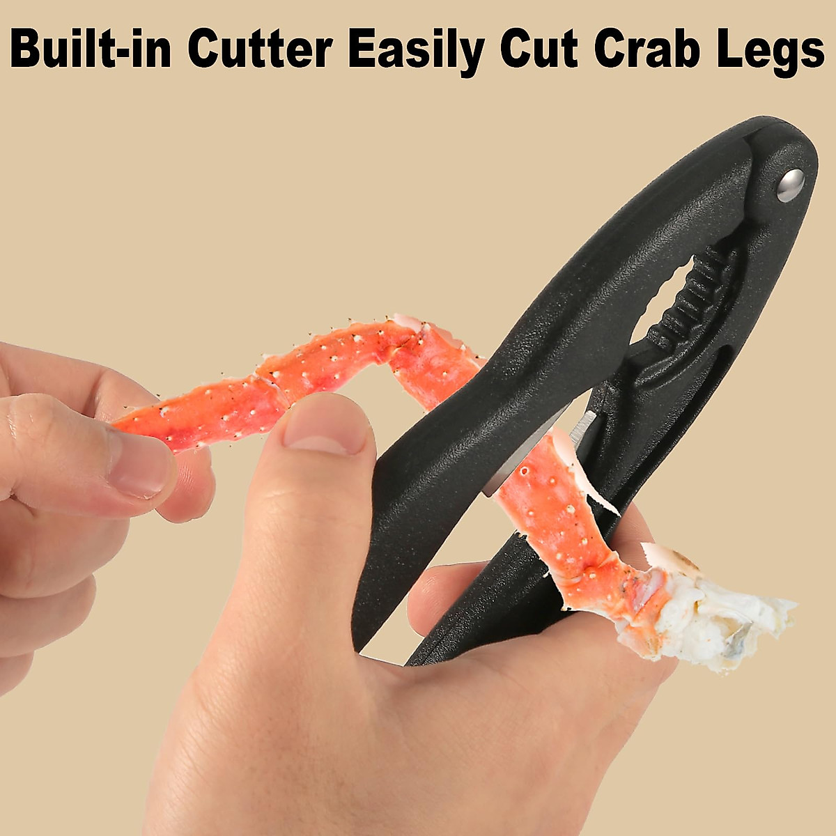 4pcs Crab Crackers and Tools, Multifunctional 3-in-1 Crab Leg Crackers Lobster Crackers Seafood Crackers and Tools with Fork/Spoon/Pick for Crab Leg Nuts Walnut Seashells (Black)
