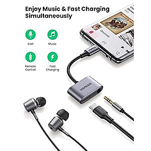 UGREEN USB C to 3.5mm Headphone and Charger Adapter and USB C to 3.5mm Audio Headphone Jack Adapter Bundle