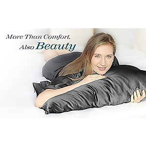 Silk Pillowcase for Hair and Skin with Hidden Zipper, Natural Mulberry Silk Pillowcase+Silk Eyemask, Queen 20''x30'' Both Side Allergen Proof Soft Smooth 20 Momme 600 Thread Count Silk Pillow Cover