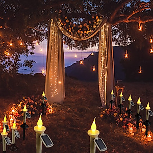 Solar Window Candles with Candlesticks Holders, PChero 6 Packs Waterproof Rechargeable LED Taper Candles with Dusk to Dawn Light Sensor for Outdoor Garden Patio Table Windowsill Decor