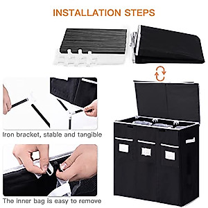 TECHMILLY 3 Section Large Laundry Basket, 140L Laundry Hamper with Lid，Waterproof Durable Clothes Hamper with 4 Removable Bags and 3 labels for Bathroom, Bedroom, Dorm, (Black)