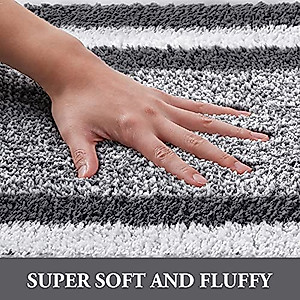 KMAT Bathroom Rugs and Mats Sets,2 PCS Ultra Soft Microfiber Non-Slip Bath mat,Machine Washable Shower Rugs Floor Carpet Mat for Bathroom,Tub and Shower (59"x20"+26"x18", Dark Grey)