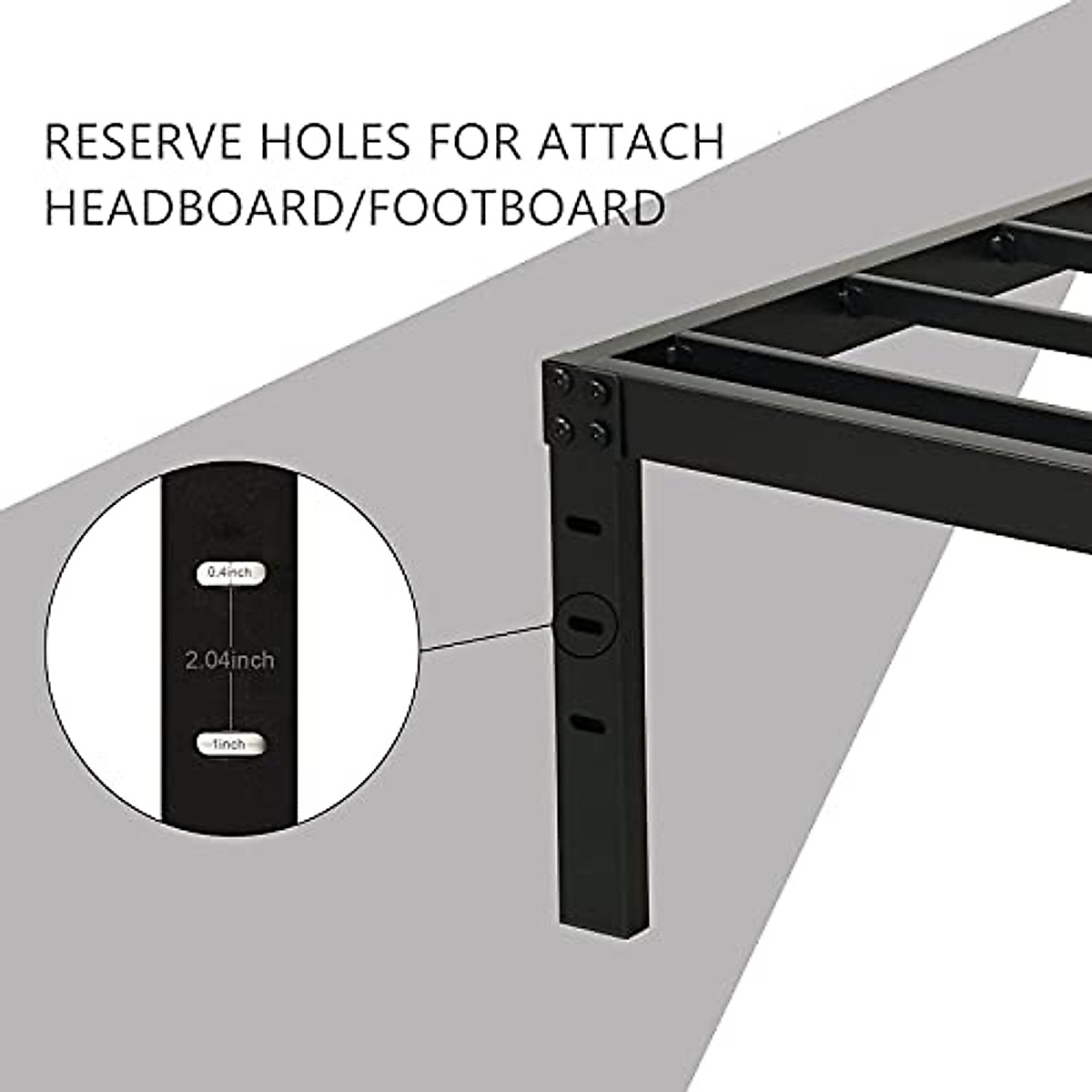 Wulanos Queen Size Bed Frame, 3500lbs Heavy Duty Metal Platform with Steel Slats Support, Sturdy and Durable Noise-Free, 14 Inches High Bedframes with Ample Storage, No Box Spring Needed, Black