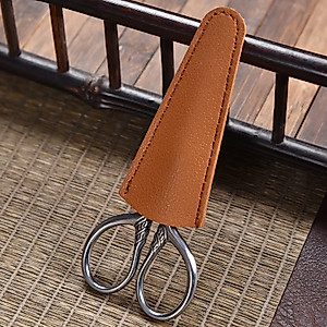 LOBODT Small Facial Hair Scissors, Stainless steel (silver) Straight Tip Snips Beauty Grooming Kit for Eyebrows, Beard, Ear, Nose, Moustache Trimming with PU Case