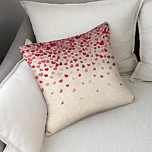 Flying Heart Romantic Throw Pillow Covers 18×18 Pillowcases Set of 2 Valentine's Day Linen Decorative Square Pillow Case Cushion Covers Standard Size for Sofa Couch Outdoor Bed Pillow Protectors