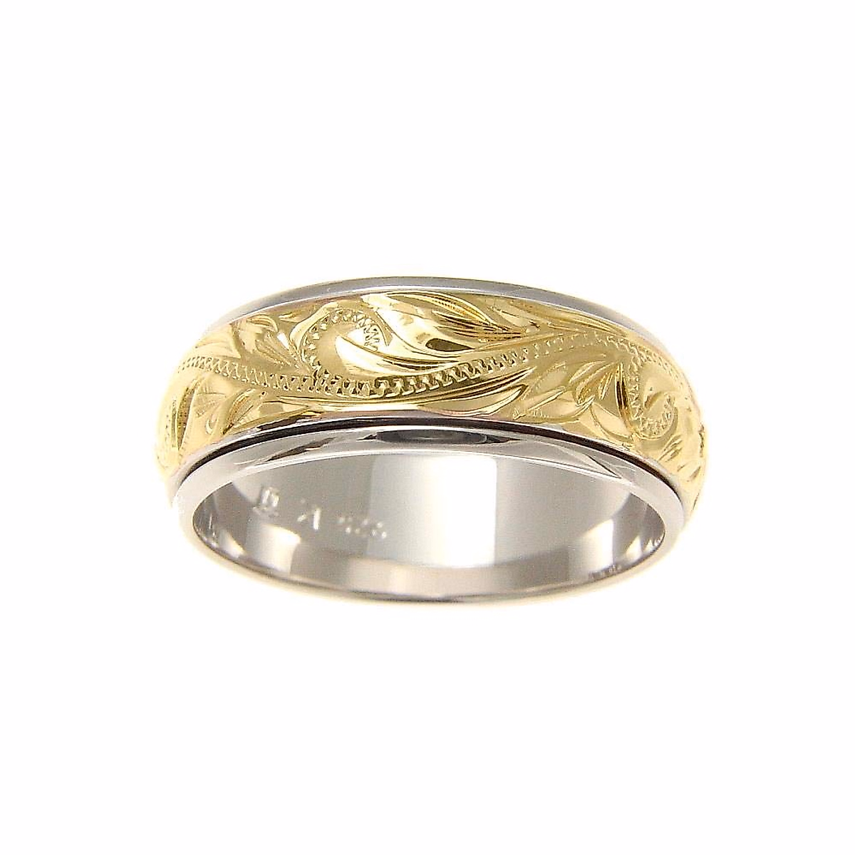 Arthur's Jewelry 925 sterling silver Hawaiian plumeria scroll yellow gold plated 2 tone spin ring size 9