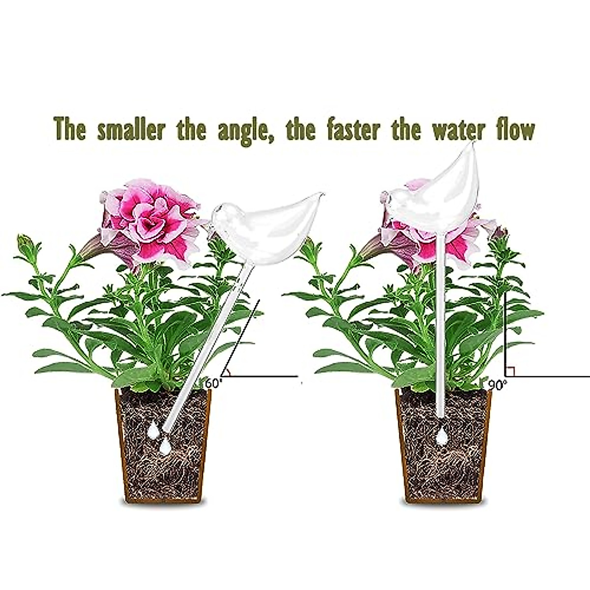 Adabocute Bird Shaped Plant Watering Globes - Watering Bulbs For Outdoor Plants - Clear Plant Watering Bulbs - 3 Pack Self Watering Planter Insert