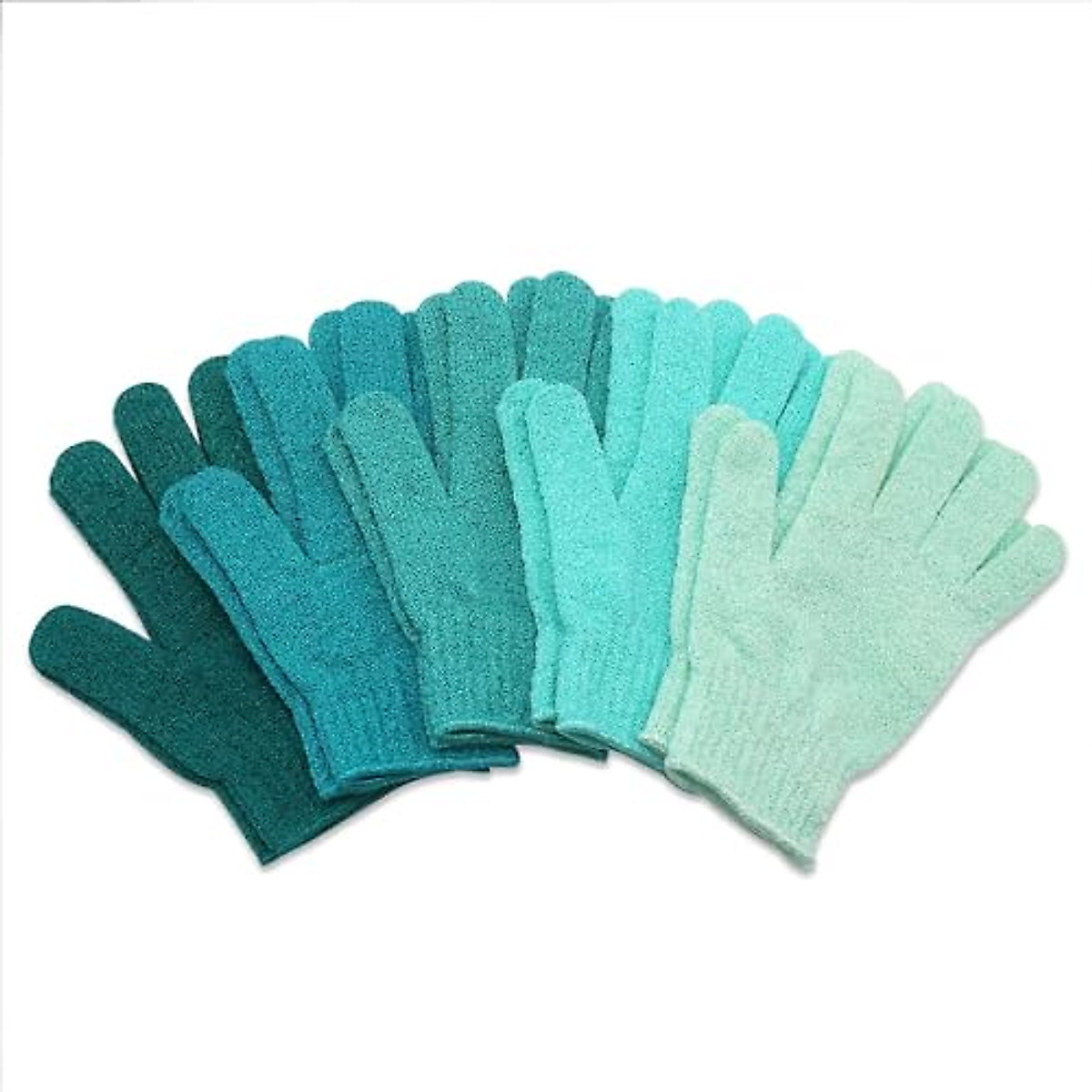 MIG4U Shower Exfoliating Scrub Gloves Medium to Heavy Bathing Gloves Body Wash Dead Skin Removal Deep Cleansing Sponge Loofah for Women and Men 5 Pairs 5 Colors