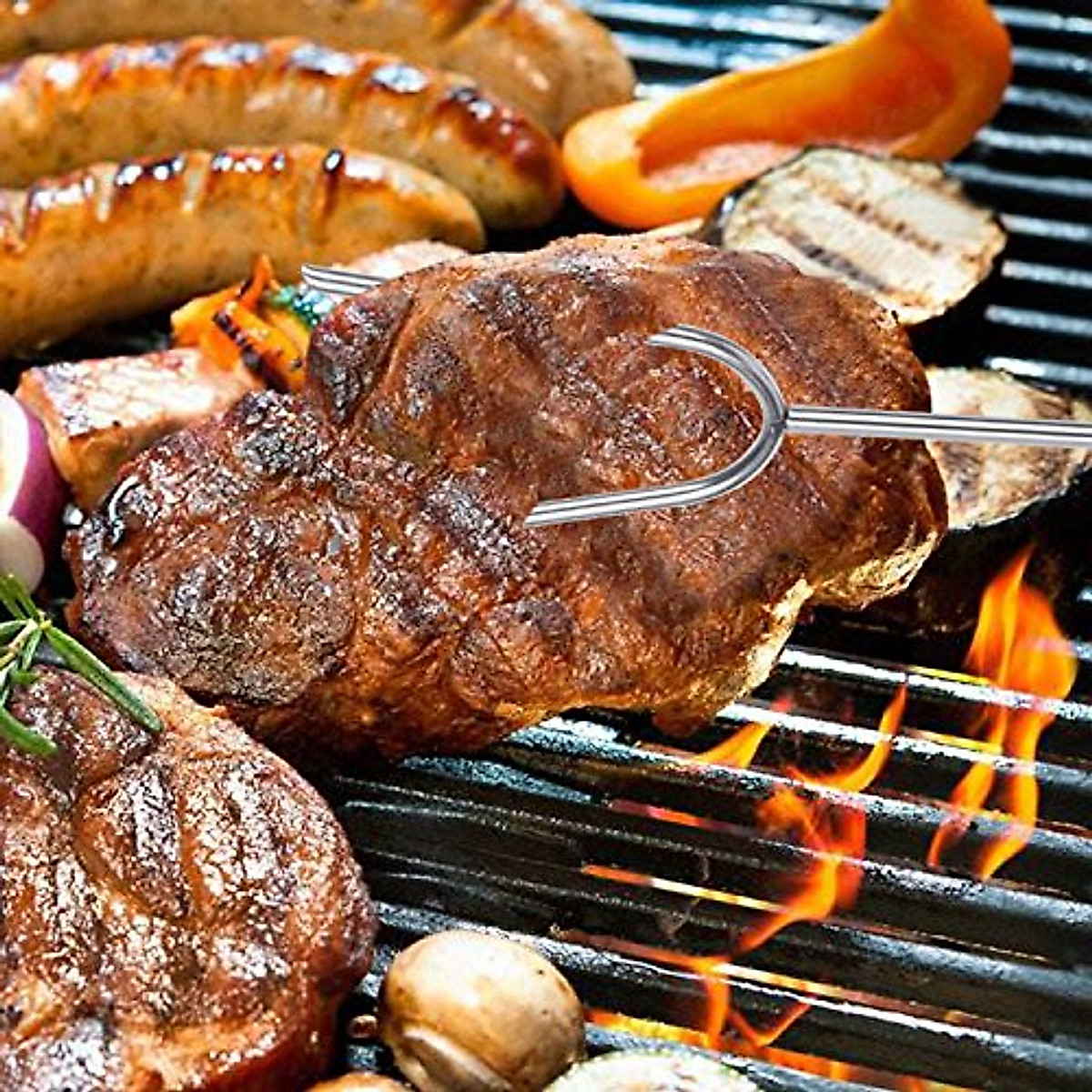 Briout Marshmallow Roasting Sticks 10 Pack Extra Long 45’’ Stainless Telescoping Hot Dog Smores Skewers Kids Safe Barbecue Forks for Campfire, Bonfire and Grill