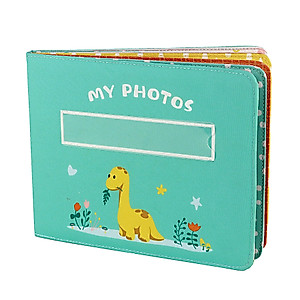 Baby's My First Photo Album of Dinosaur Theme, Soft Cloth Photo Album with Color Pages for 10 Pictures 4x6 inch