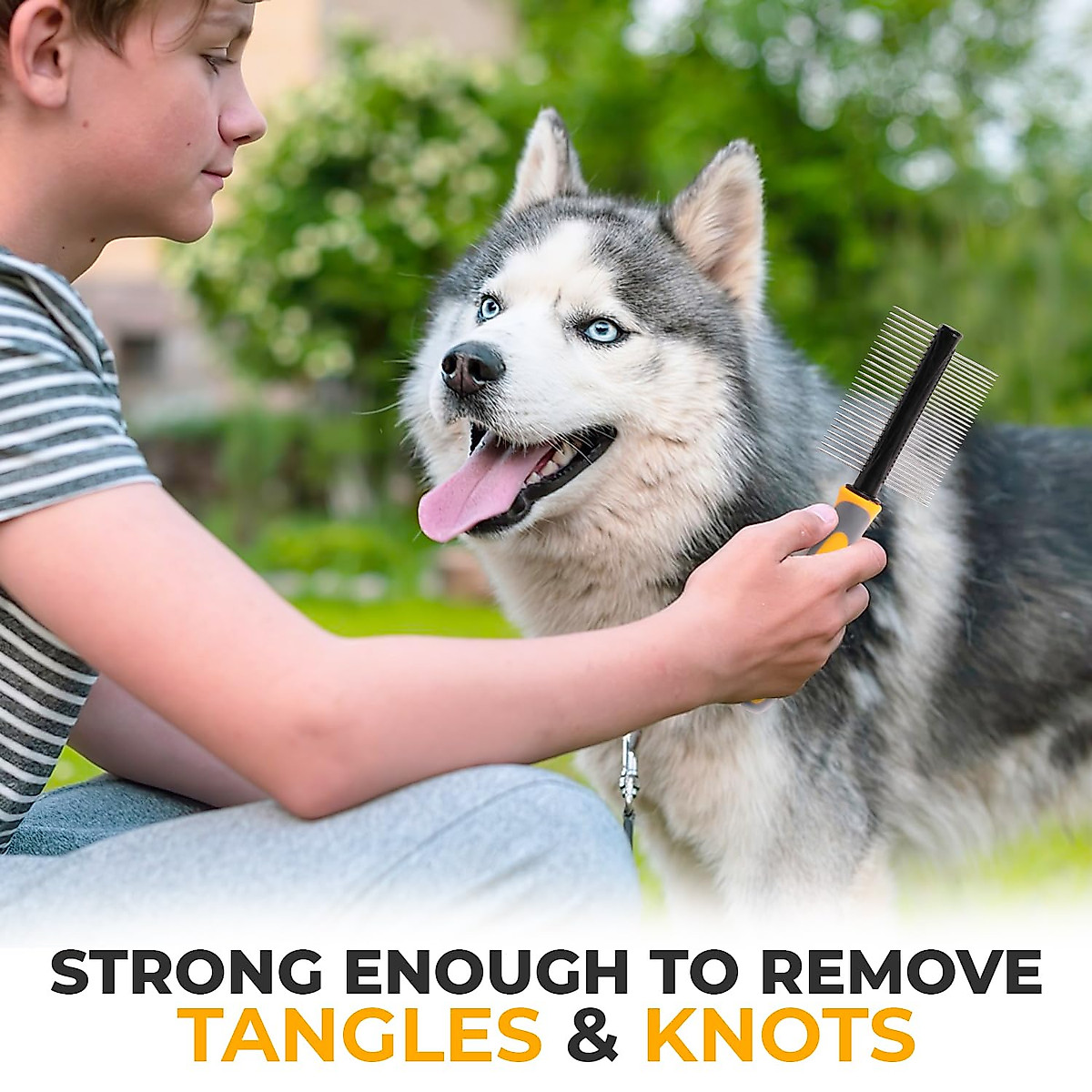 Precious Tails Double-Sided Pet Pin Comb - Dual-Action Flea Removal & Tangle-Free Grooming Tool for Dogs and Cats, Gentle on Skin, Ideal for All Fur Types