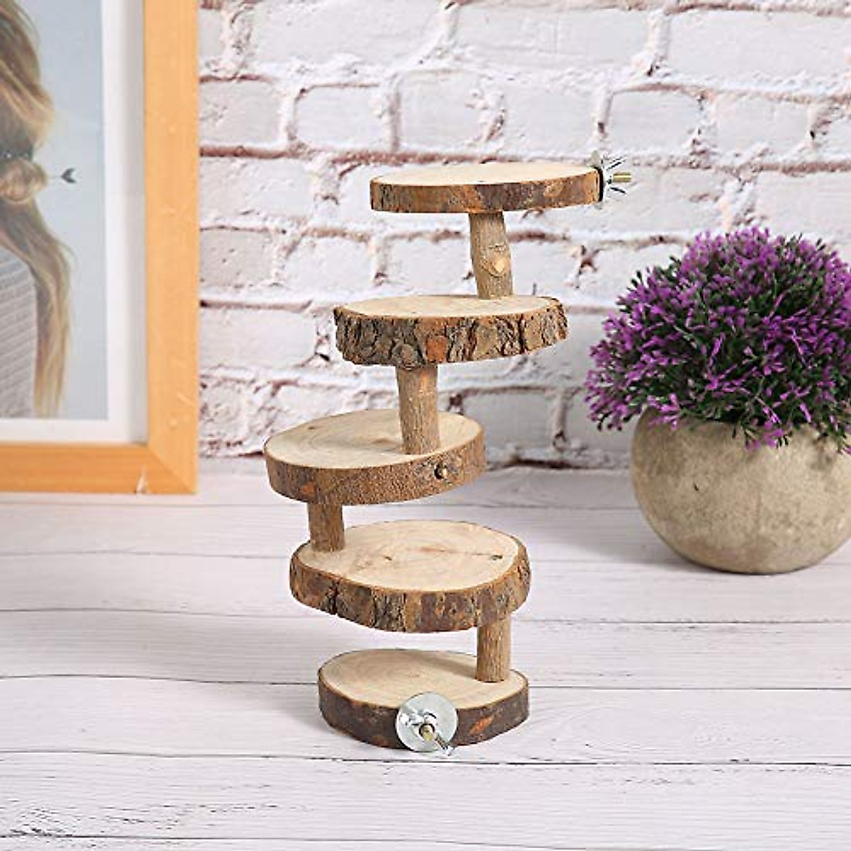 5 Layers Wooden Hamster Ladder Parrot Toy Climbing Stairs Pet Toys Perches Cage