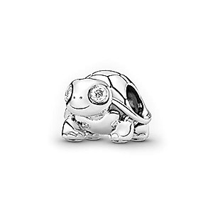 MiniJewelry Lucky Twinkle Turtle Charm fits Pandora Moments Bracelets Women Birthday Sterling Silver Bead
