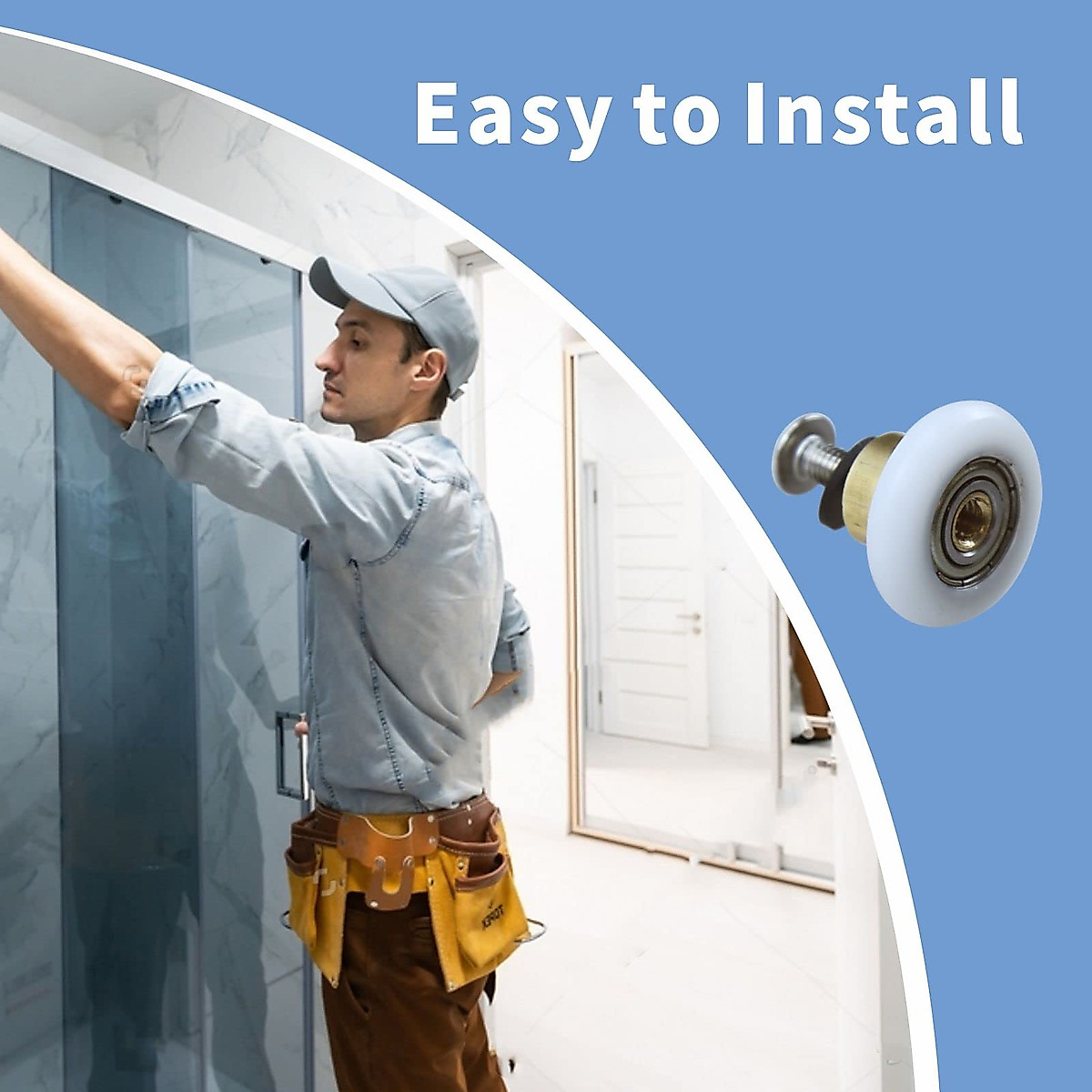 Luxmool 8pcs Shower Door Rollers Replacement, 19mm Shower Door Replacement Parts, Brass rv Shower Door Wheels, Sterling Shower Door Parts