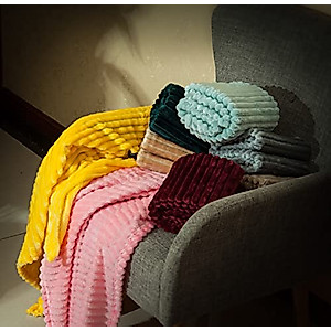 NTBAY Flannel Fuzzy Toddler Blanket, Fluffy Warm and Lightweight Reversible Stripes Design Baby Plush Blanket, 30x40 Inches, Pink