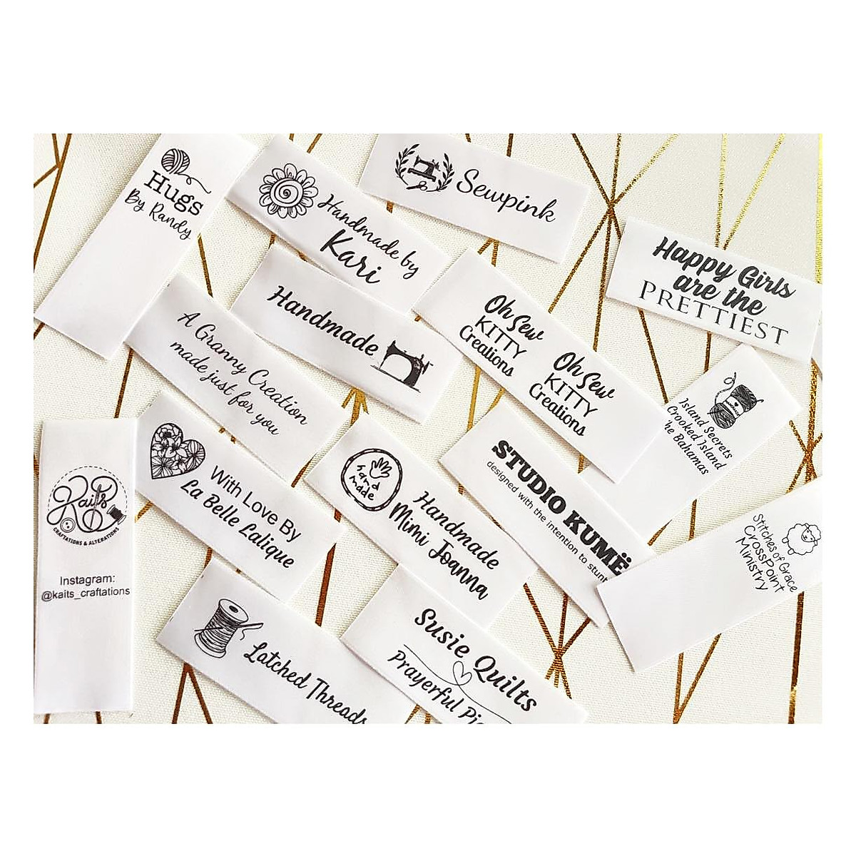 Design Your Own - Non-Fraying Quality Custom Printed Satin Fabric Labels Jennifer's Jewels Brand Made in USA Sew On for Branding, Crafts, Clothing, Compliancy Needs, Knitting, Crocheting, Handmade