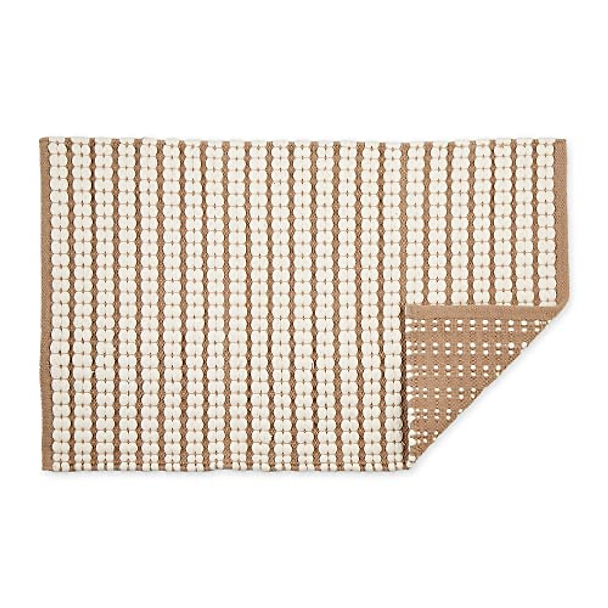 DII Indoor Braided Cotton Area Rug, Handloomed Yarn Dyed Woven, Reversible, 20x31.5, Stone Stripe