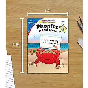 Carson Dellosa Phonics for First Grade Workbook―Writing Practice, Tracing Letters, Writing Words With Incentive Chart and Motivational Stickers (64 pgs) (Home Workbooks)
