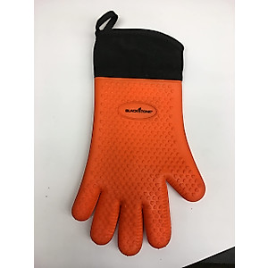 Blackstone 3019 Silicone BBQ Gloves (Pair) with Fingers Heat, Water Resistant, Food Grade Barbeque Mitts for Grill, Smoker, Griddle, Fryer, Cooking, Baking, Fire Pit, Camping, Unisex, Orange