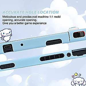 DLseego Dockable Protective Case for Switch, Newest Pattern Cover with Anti-Scratch and Shock-Absorption Design Hard Cover with 2 pcs Thumb Grips –Blue Rabbit