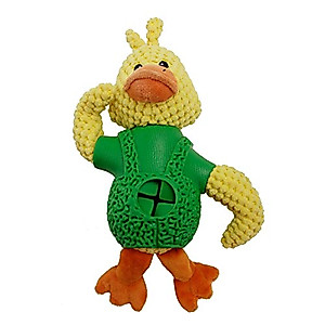 ESSALALA Dog Interactive Chew Puzzle Toys, Durable Natural Rubber Toys for Teeth Cleaning, Squeaky Food Plushed Treat Dispensing Toys for Puppy, Small, Medium to Large Dogs (Yellow, Duck Bernie)