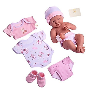 8 piece Layette Baby Doll Gift Set | JC Toys - La Newborn Nursery | 14" Life-Like Doll w/ Accessories | Pink | Ages 2+