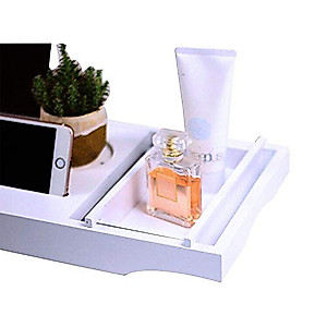 Cabot & Carlyle Luxury Bath Caddy Tray for Tub | Bath Table | Premium Bamboo Bathtub Tray for Tub | Fits All Bath Accessories Wine Glass, Books, Tablets, Cellphones, Shampoo | Bath Shelf Foldable