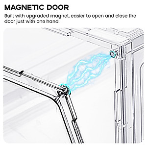 ParKoo Large Clear Shoe Organizer, Thicken Plastic Shoe Storage with Magnetic Door, 10 Pack Shoe Boxes Stackable, Shoe Organizer for Closet, Shoe Rack Sneaker Container Bin, Fit up to US Size 12