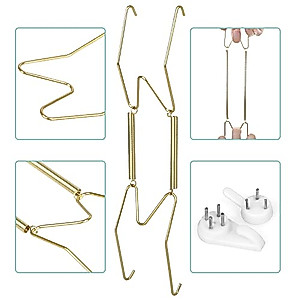 EEEKit 12 Pack Plate Hangers for The Wall, 6 8 10 Inch Invisible Wall Plate Hangers with 16 Pack Wall Hooks, Stainless Hanging Plate Holder for Decorative Plate Antique Dishes Easel Decor