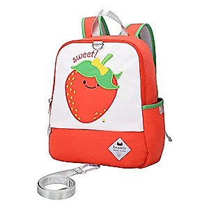 Beatrix New York - Toddler & Kids 11.5" Backpack Bag with Removable Leash for Girls & Boys (STRAWBERRY), Ideal for Preschool & Kindergarten Back to School
