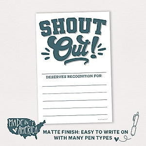 Shout Out Cards For Employees, Office Staff, and Students - Appreciation and Recognition Reward Cards For School or Work Bulletin Board (50 Count)