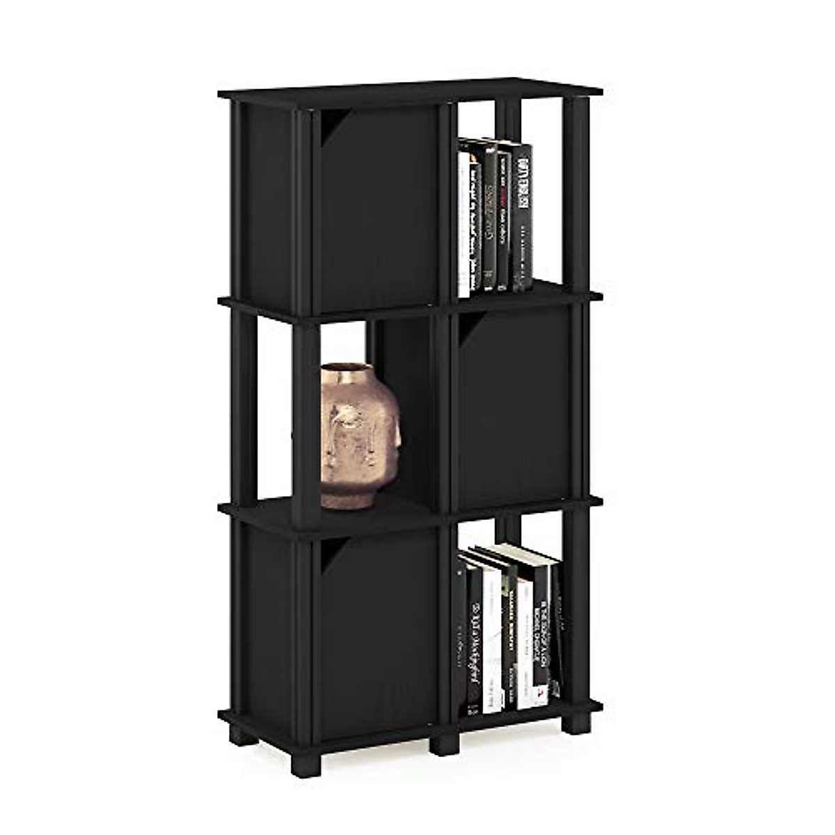 FURINNO Brahms Storage Shelf, 4-Tier, Black Oak/Black