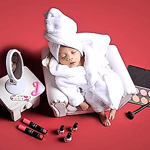 M&G House Newborn Photography Props Bathrobes Outfits Baby Photo Prop Robe Bath Towel Costume Sets Boy Girl Baby Photoshoot Props 0-6 Months(White)