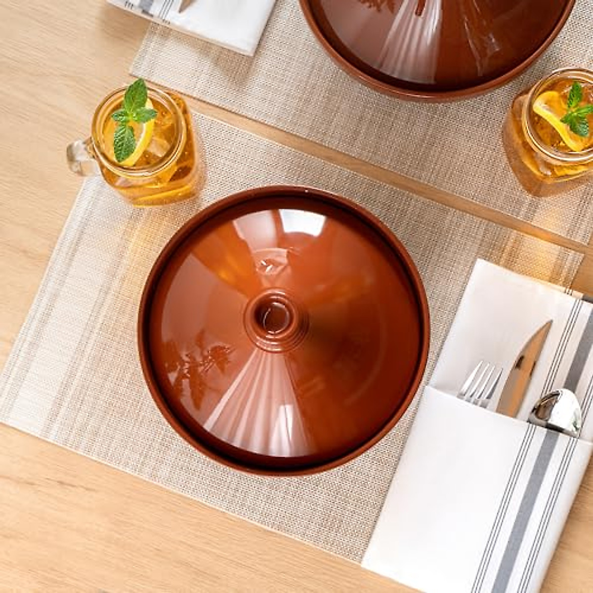 Restaurantware-Terra Tek 26 Ounce Terracotta Tagine Pots, 8 Microwavable Tagine Pots - Glazed Interior, Oven-Ready, Terracotta Serving Pots, Dishwashable, For Cooking And Serving