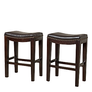 Christopher Knight Home Avondale Backless Faux Leather Counter Stools, 2-Pcs Set, Brown
